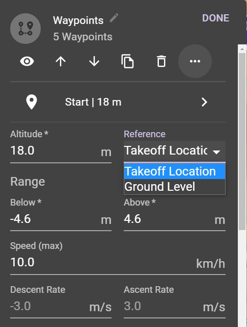 Waypoint altitude references – Dronelink Waypoint altitude references – Dronelink